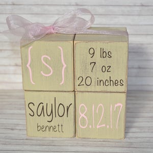 New Baby Blocks Baby Stats Blocks Baby Nursery Decor | Etsy