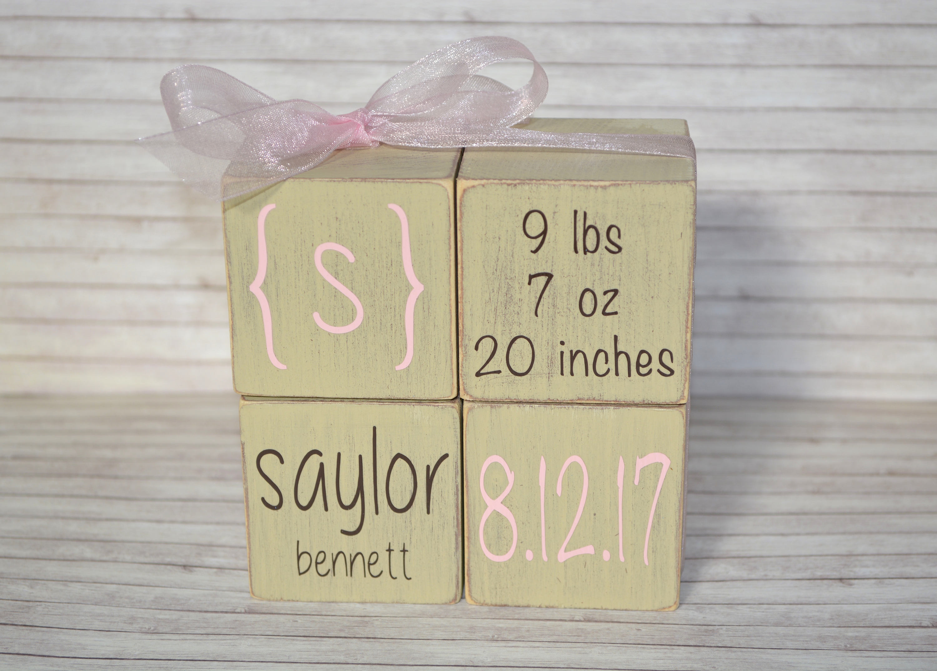 New Baby Blocks Baby Stats Blocks Baby Nursery Decor | Etsy