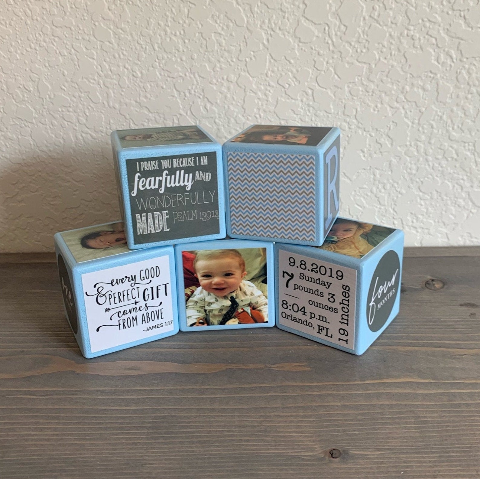 Baby Boy Blocks-wooden Photo Blocks-personalized Baby | Etsy