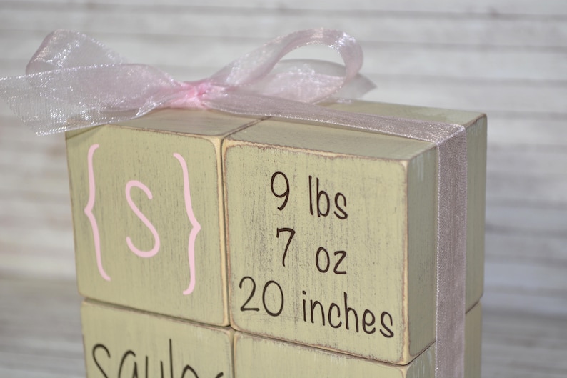 New Baby Blocks Baby Stats Blocks Baby Nursery Decor | Etsy