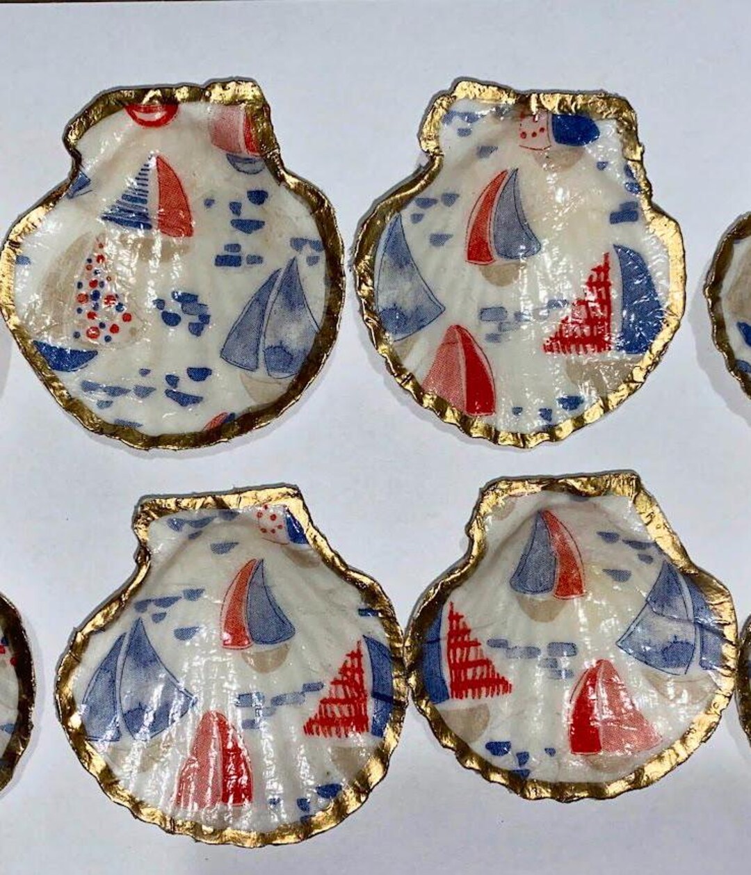 Set of 4-seashell Dishes, Scallop Shells, Jewelry Dish, Beach Theme ...