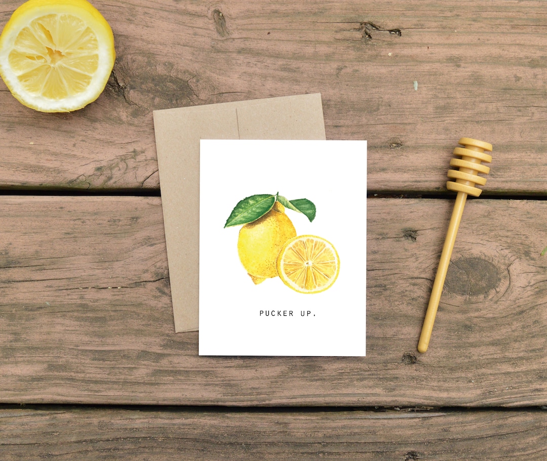 Lemon Card, Food Pun Card, Love Card, Folded Notecard, Watercolor ...