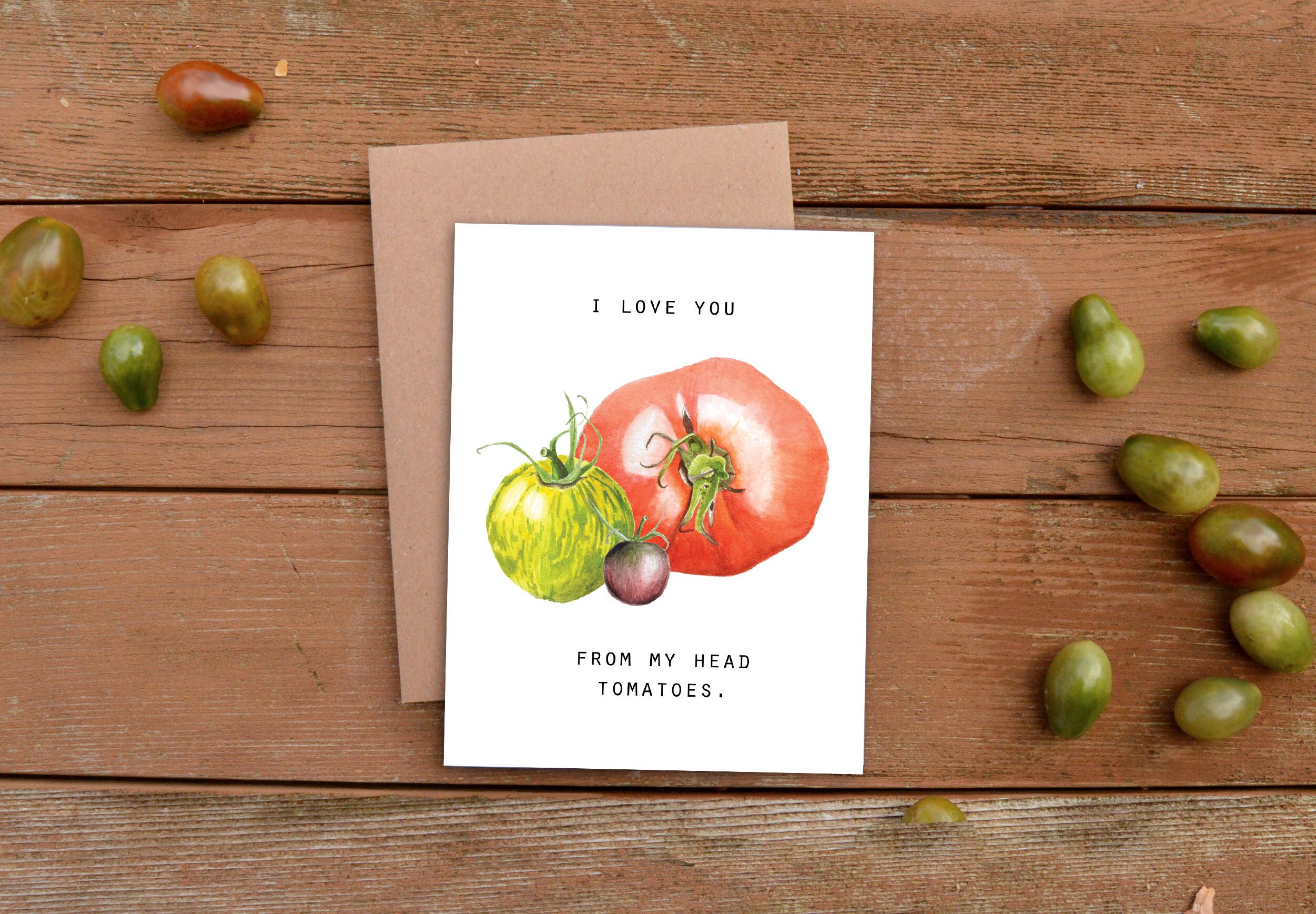 Tomato Card, Food Pun Card, Head Tomatoes, Anniversary, Watercolor ...