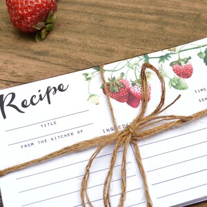Strawberry Recipe Cards, Watercolor, Notecard, Illustration, Stationary ...