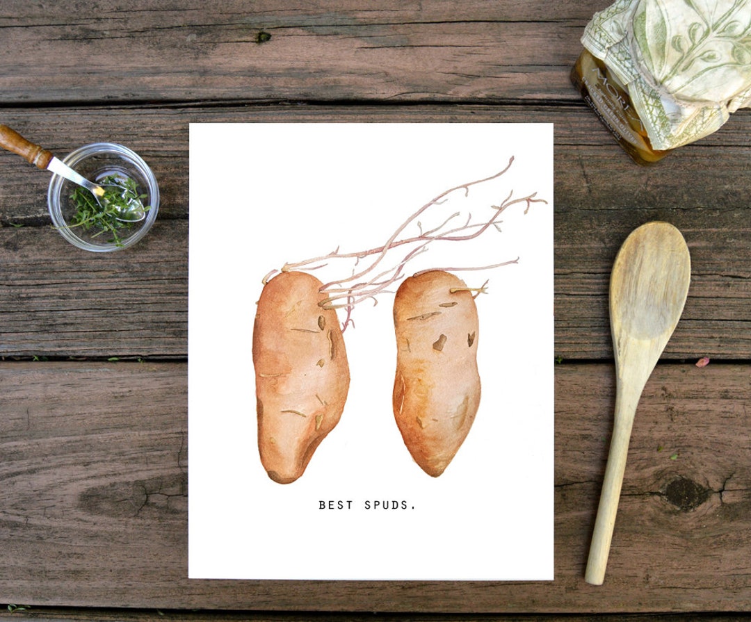 Best Spuds, Friendship, Garden Print, Watercolor, Food Illustration ...