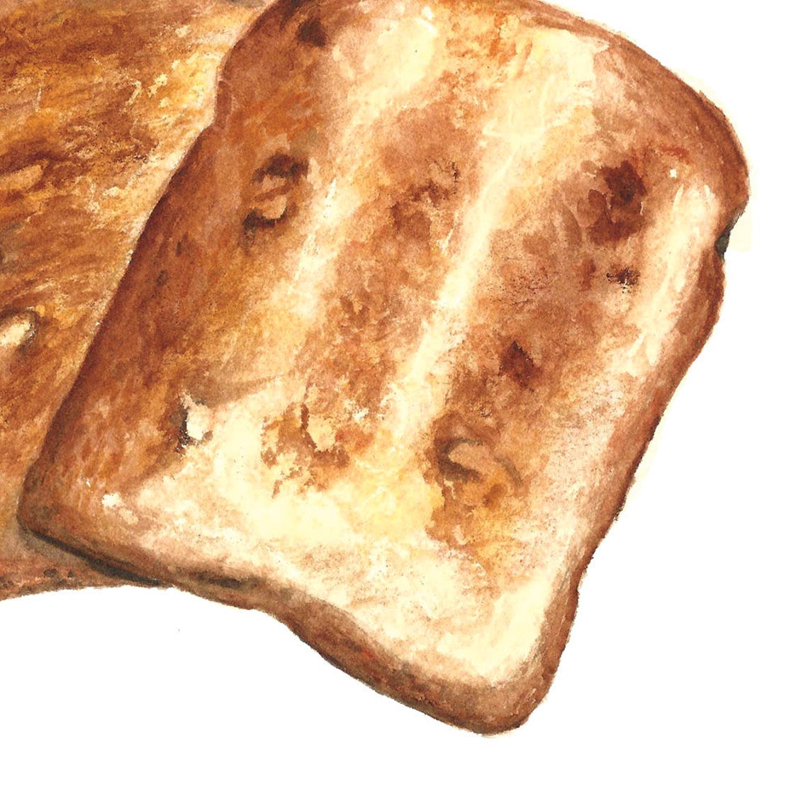 Toast Print Food Pun Breakfast Print Watercolor Food - Etsy