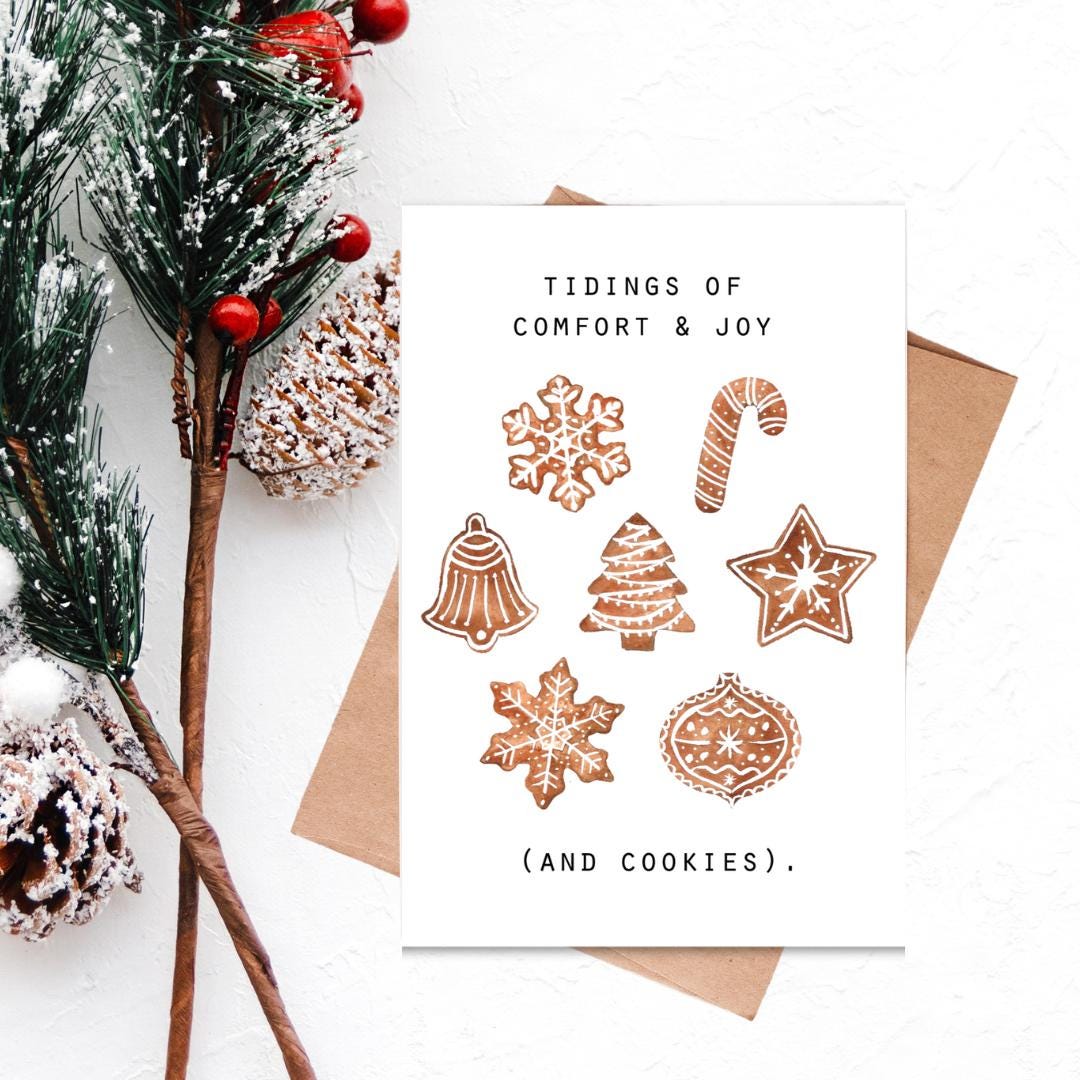 Gingerbread Cookies Folded Notecard, Watercolor, Holiday Card ...