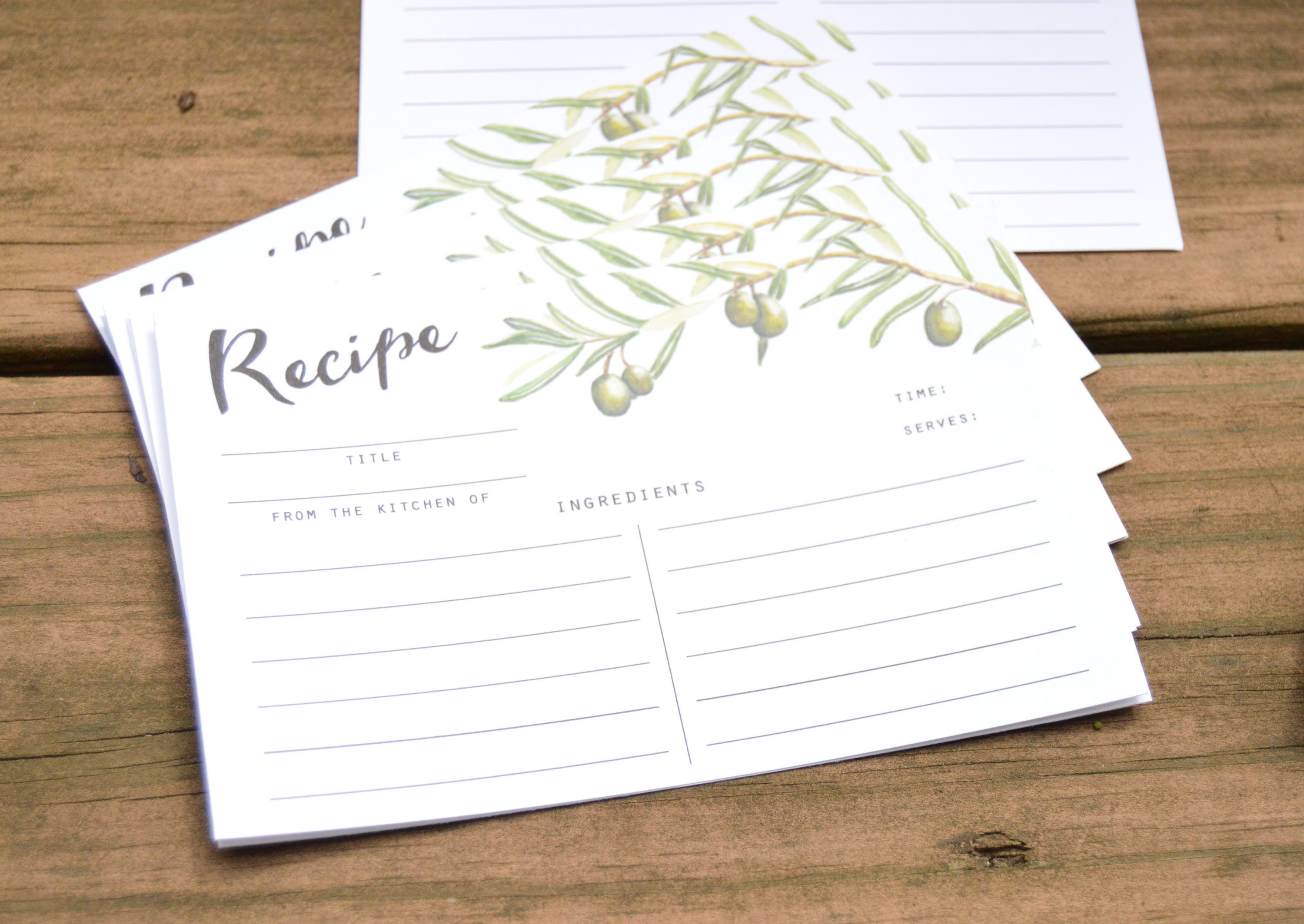 Olive Recipe Cards, Watercolor, Notecard, Illustration, Stationary ...