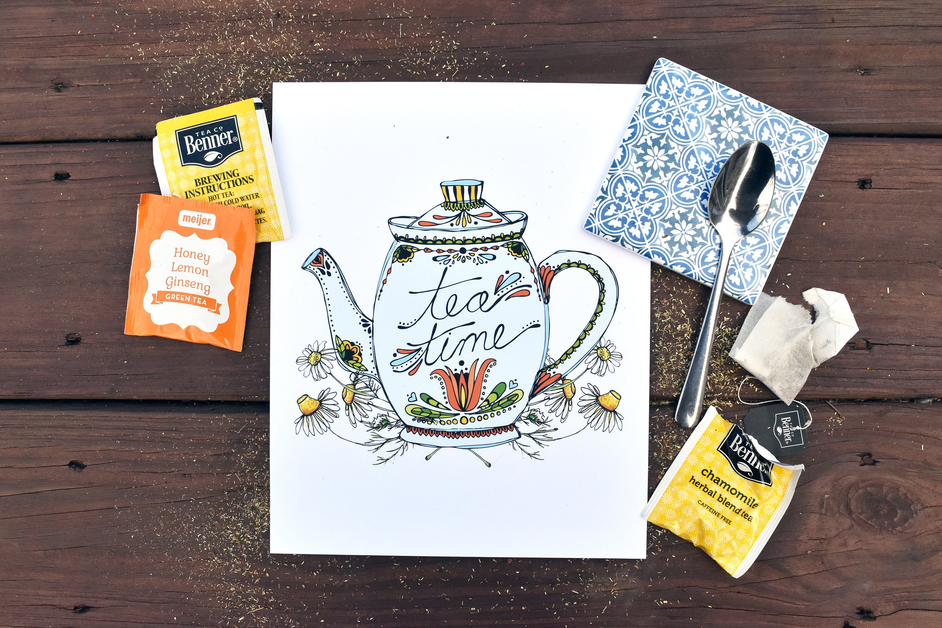 Tea Illustration Teapot Illustration Tea Art Foodie Art | Etsy