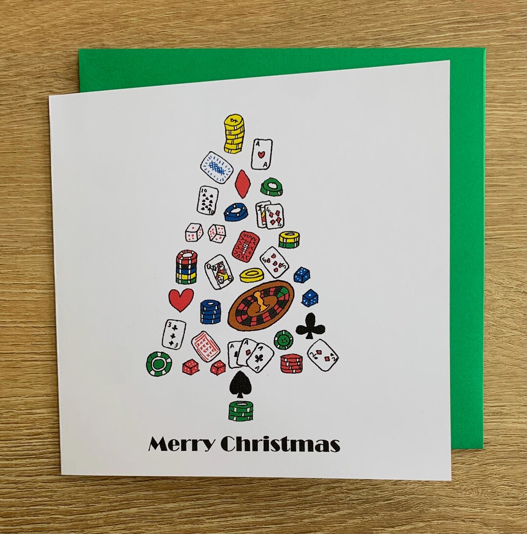 Poker Christmas Card, Male Christmas Card, Poker, Caseno, Vagas ...