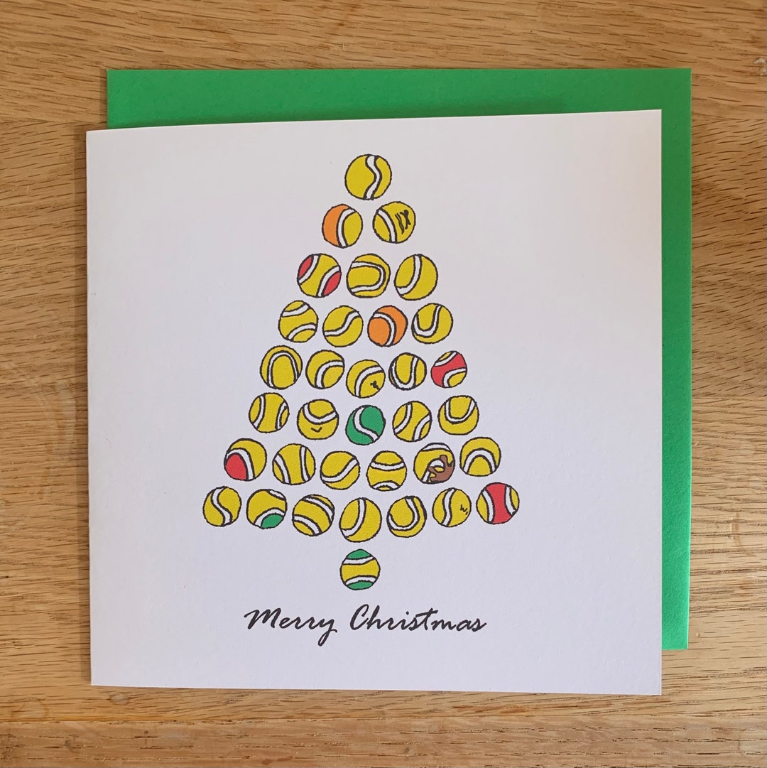 Tennis Christmas Card, Male Christmas Card, Tennis Christmas Tree, Xmas ...