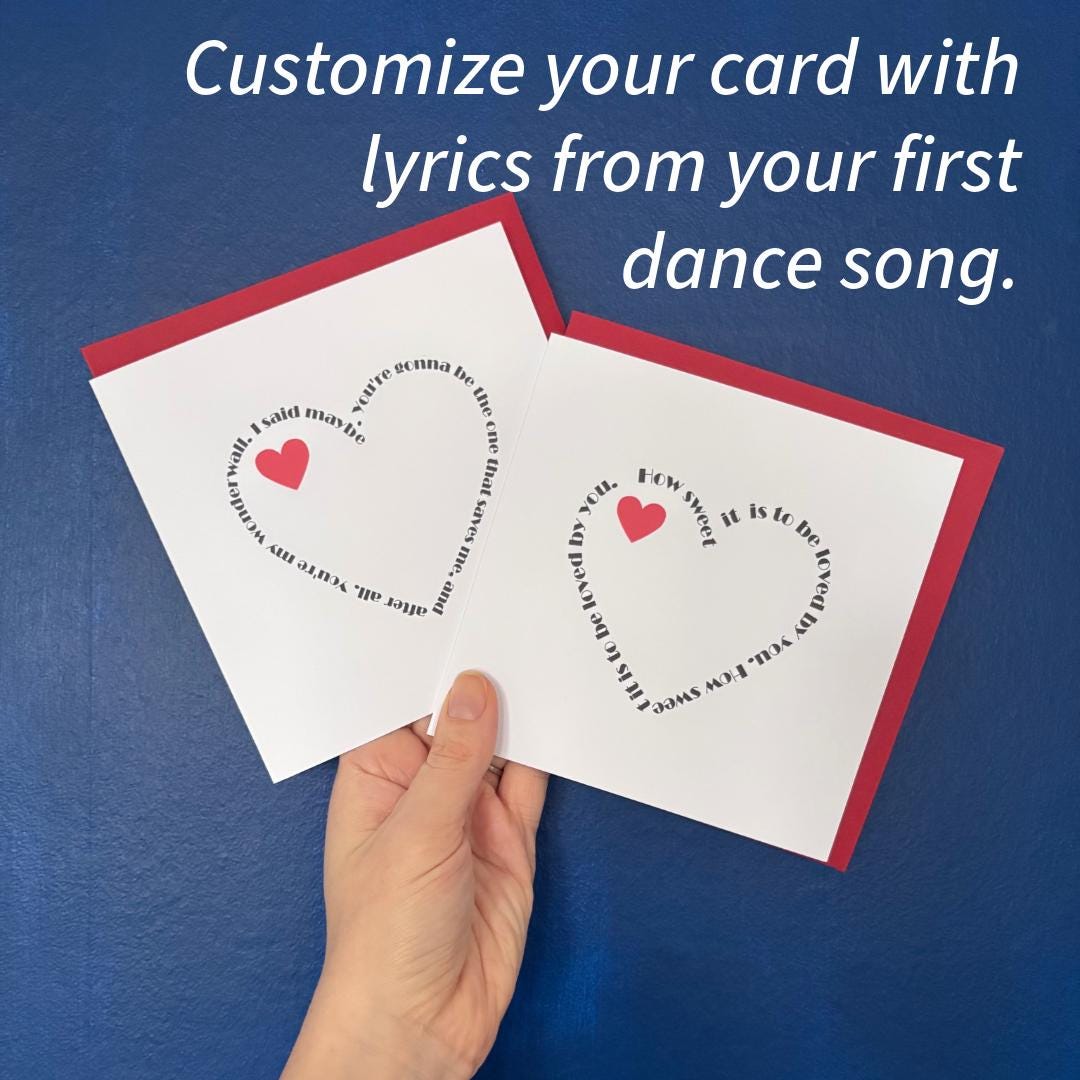 Personalised Lyric Anniversary Card, Our First Dance Song Couples ...
