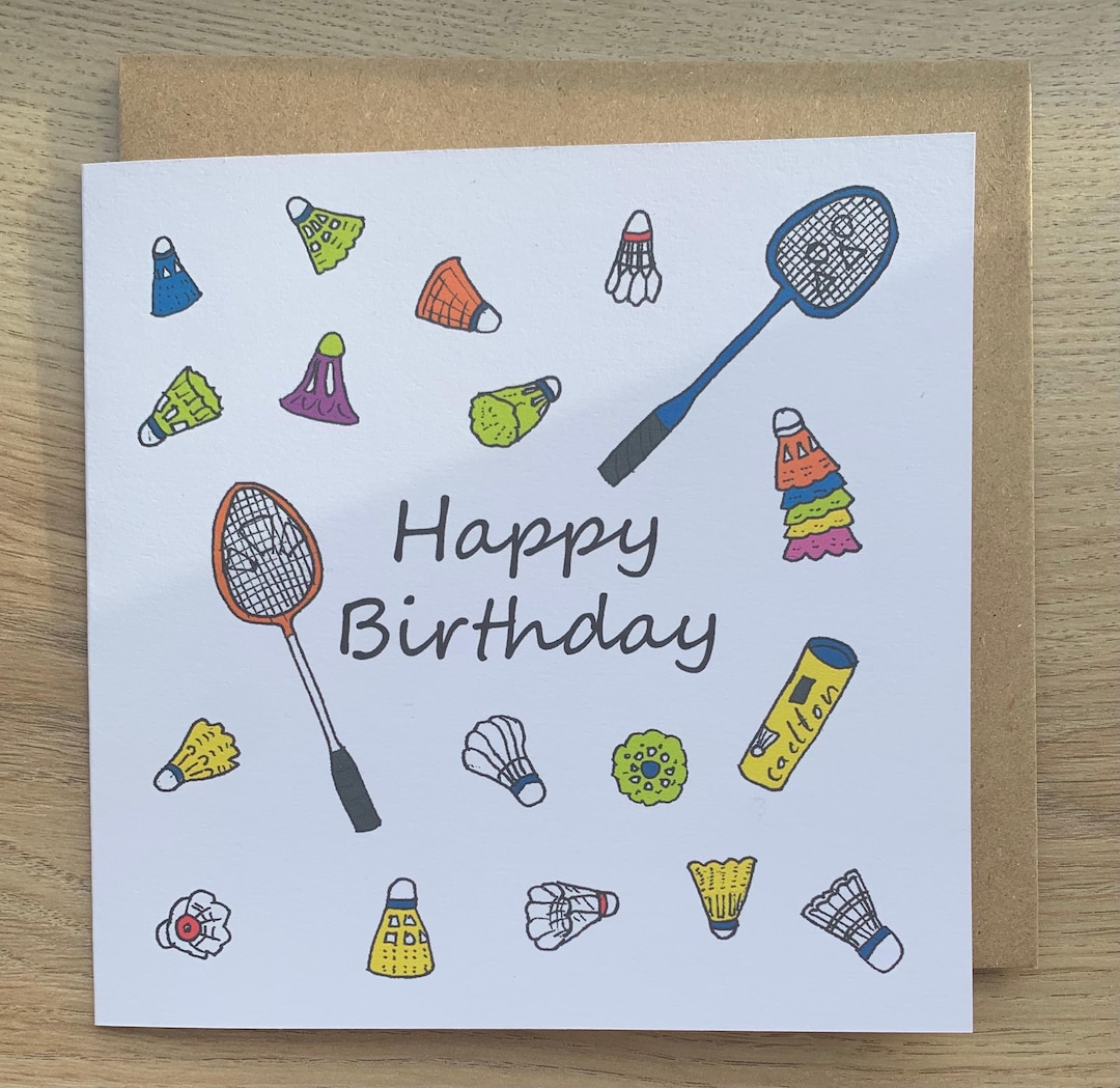 Badminton Birthday Card, Happy Birthday Card, Him, Her, Sporty - Etsy