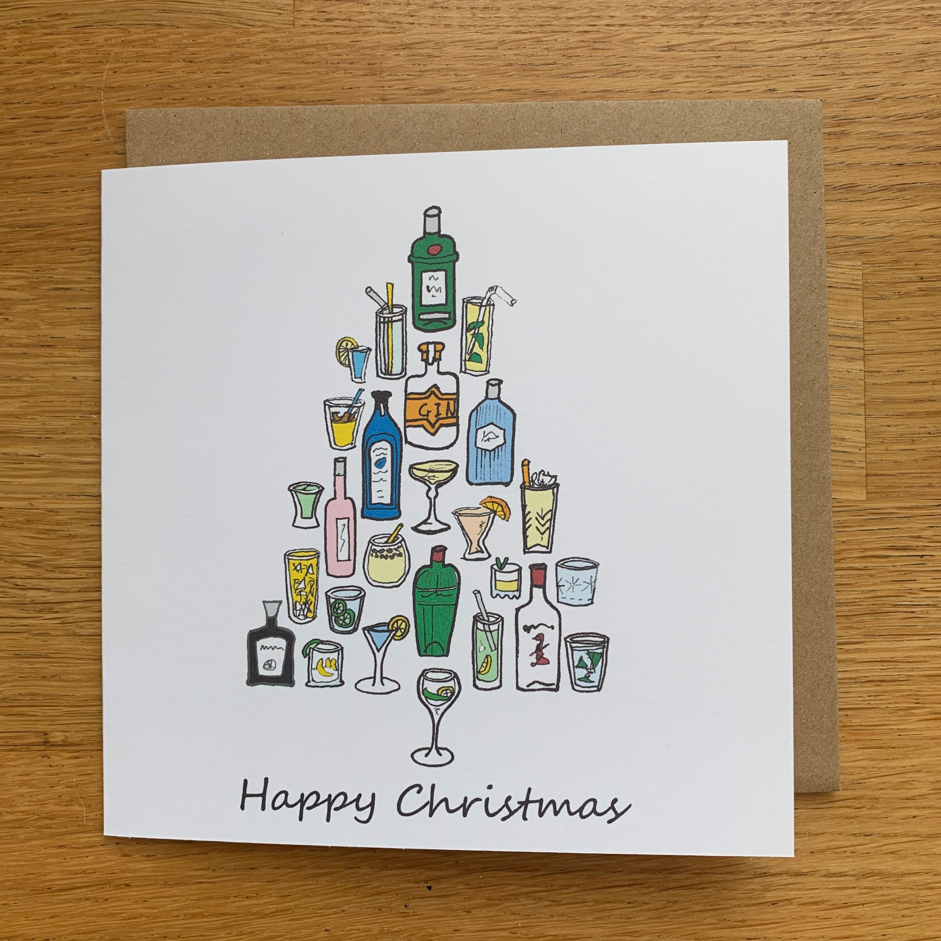 Gin Christmas Card, Gin Card, Gin, Christmas Card, Gin Christmas Tree ...