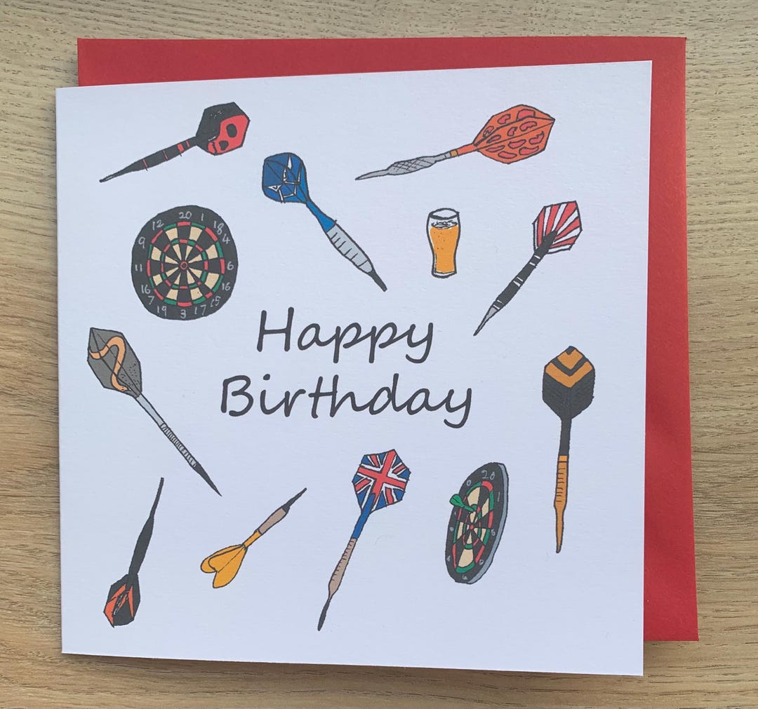 Darts Birthday Card/ Happy Birthday Card/ Darts / for Him / for Her ...