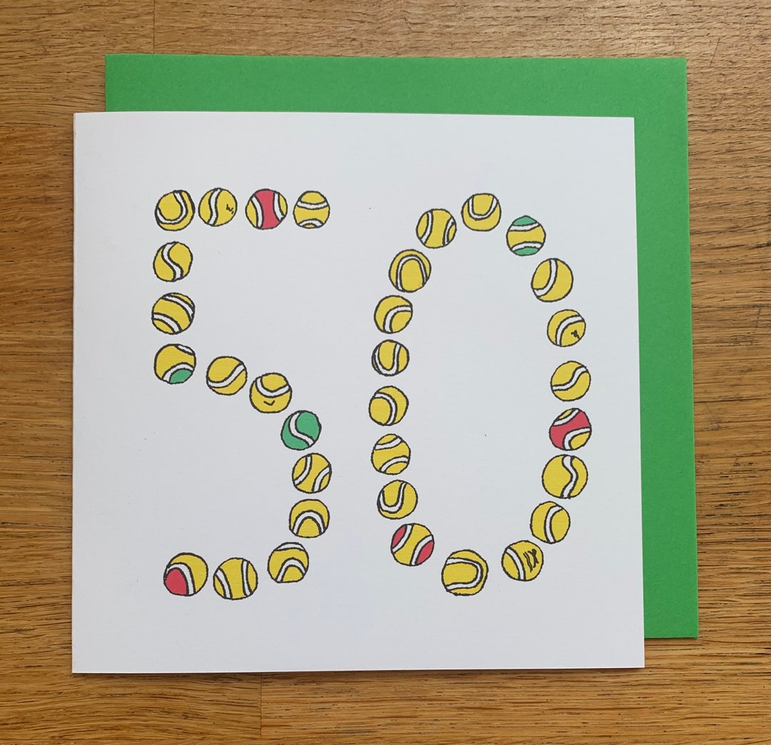 50th Fifty Birthday Card Men /male Tennis 50 - Etsy