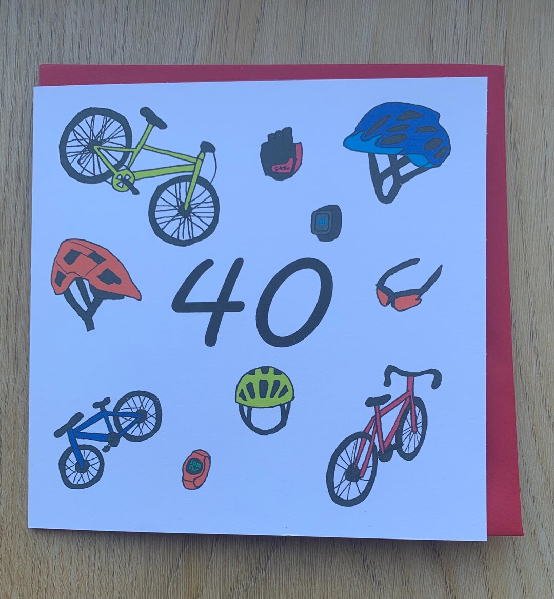 40th Birthday Card, Cycling, Cyclist, Bikes, Bike, Cycle, Male, Him ...
