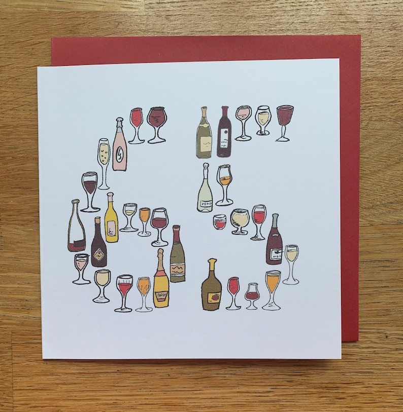 65th Birthday Card / 65 Card / Sixty Five/ Wine - Etsy UK