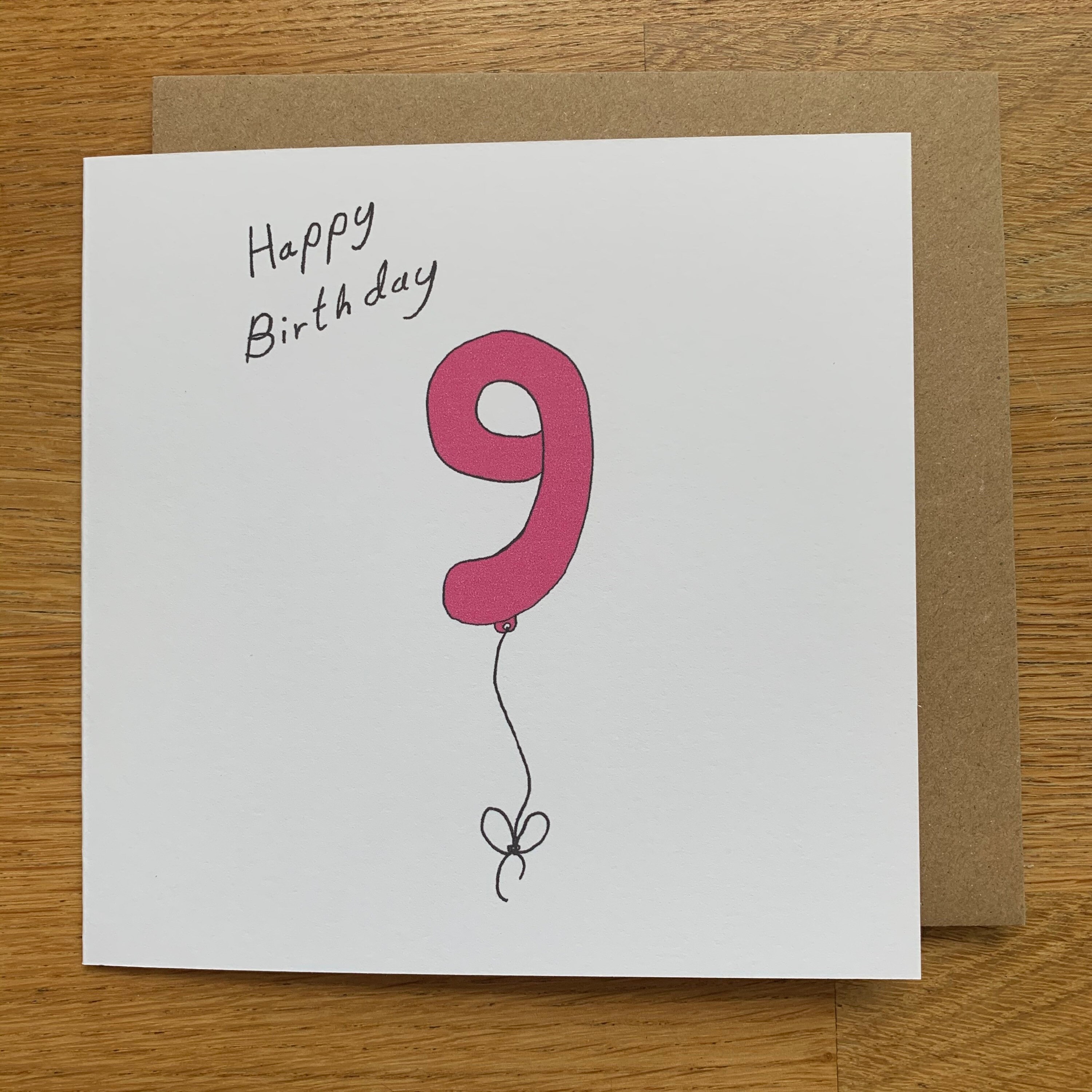 9th Birthday Card, 9, 9 Card, Nine, Nine Card, 9 Balloon, Pink - Etsy