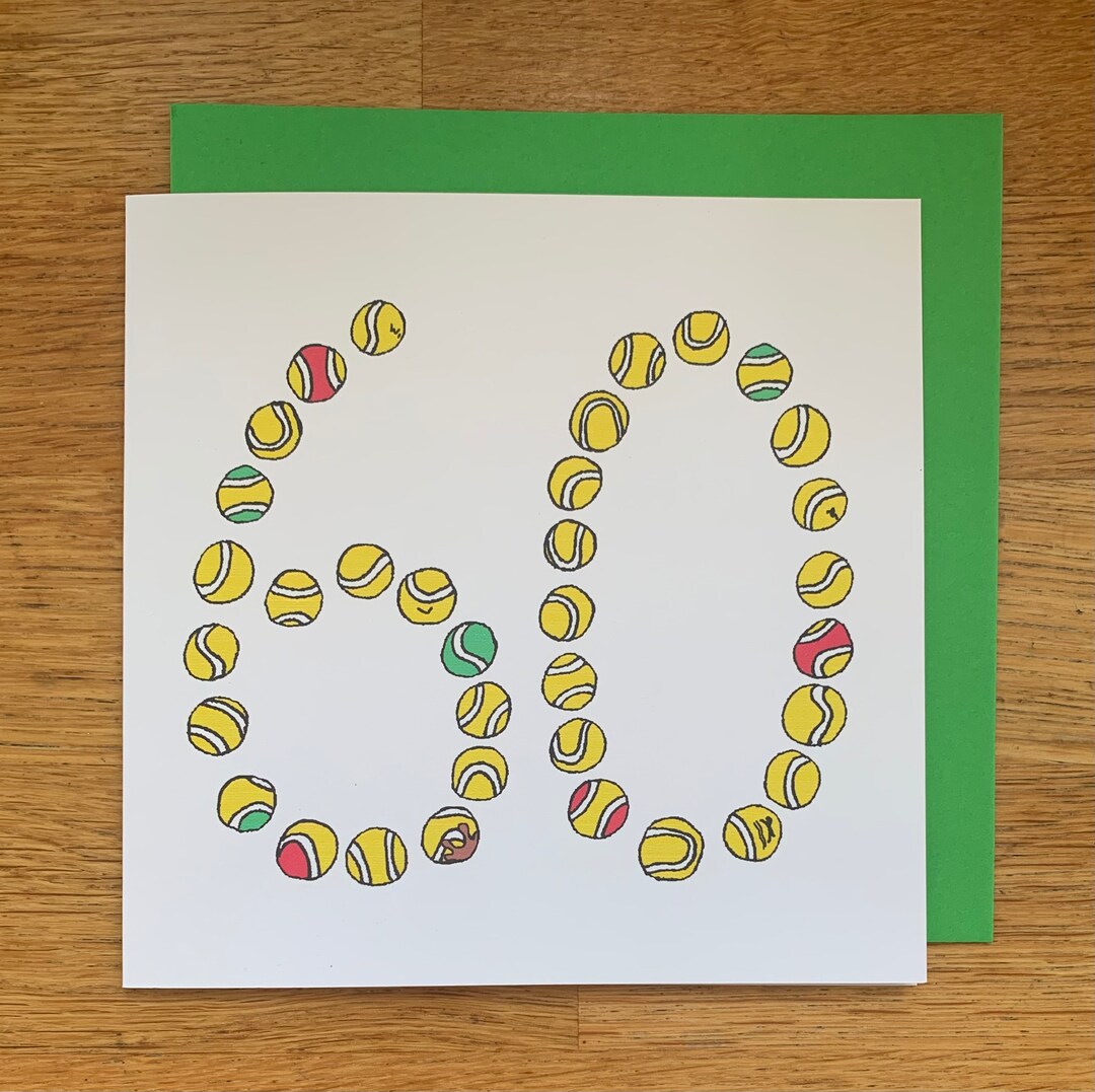 60th Sixtieth Sixty Birthday Card Men /male Tennis Card - Etsy