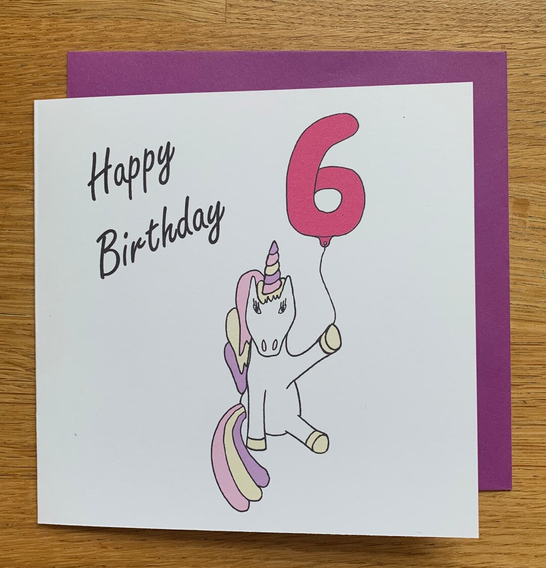 6th Birthday Card, 6, 6 Card, Six, Six Card, Unicorn, Unicorn Card - Etsy