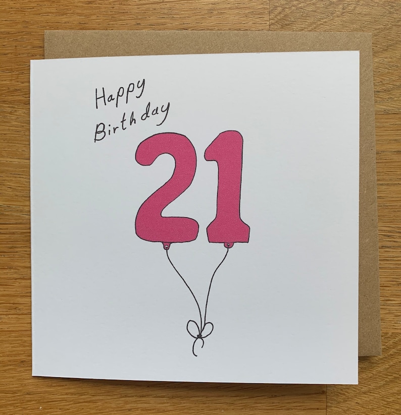 21 Birthday Card 21 Balloons Women Twenty One 21st Twenty - Etsy
