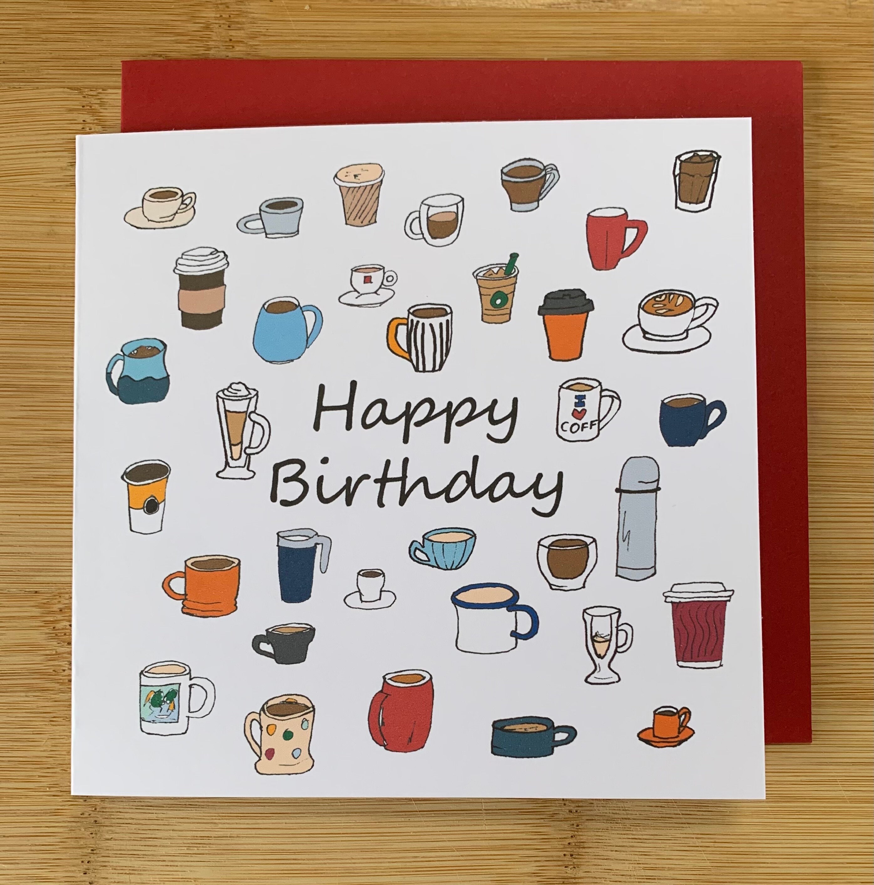 Coffee Birthday Card/ Happy Birthday Card/ Coffee / for Him / for Her ...