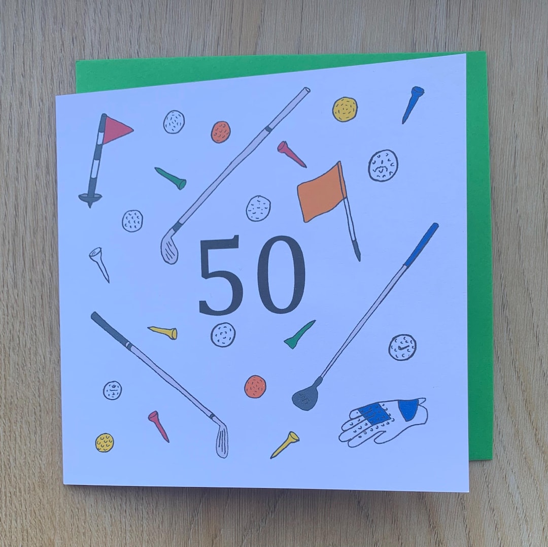 50th Birthday Card, Golf, Male Birthday Card, Golfing, Sports Greatings ...