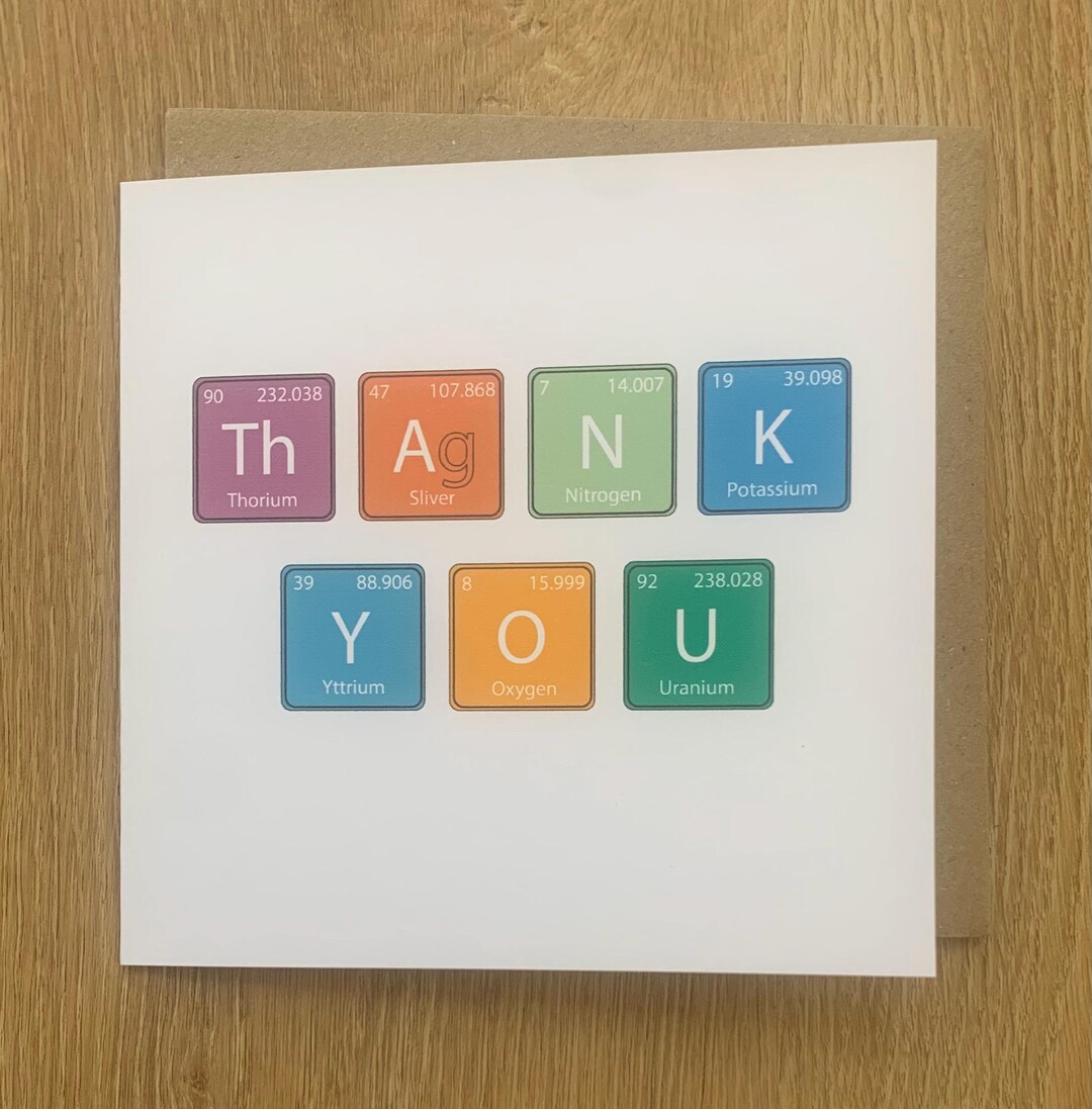 Thank You Card, Periodic Table, Scientist, Dr, Nurse, Pharmacist ...