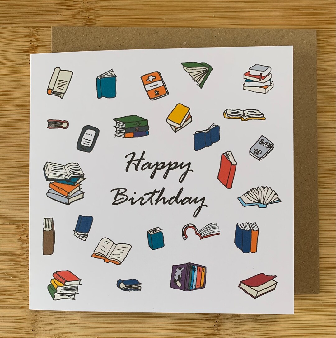 Books Birthday Card/ Happy Birthday Card/ Book Lover / for Him / for ...