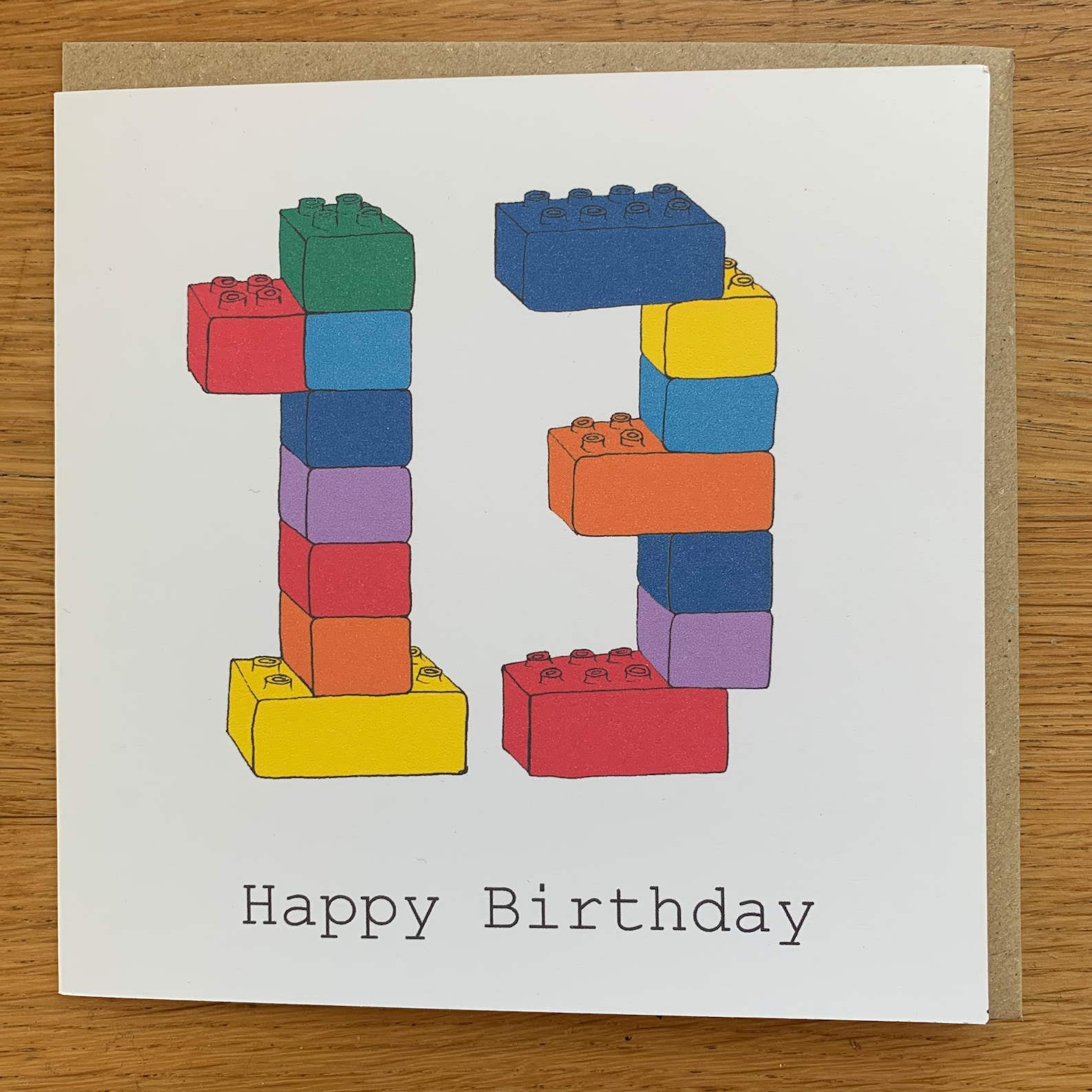 13th Birthday Card 13th 13 Card Thirteen Card. Blocks - Etsy