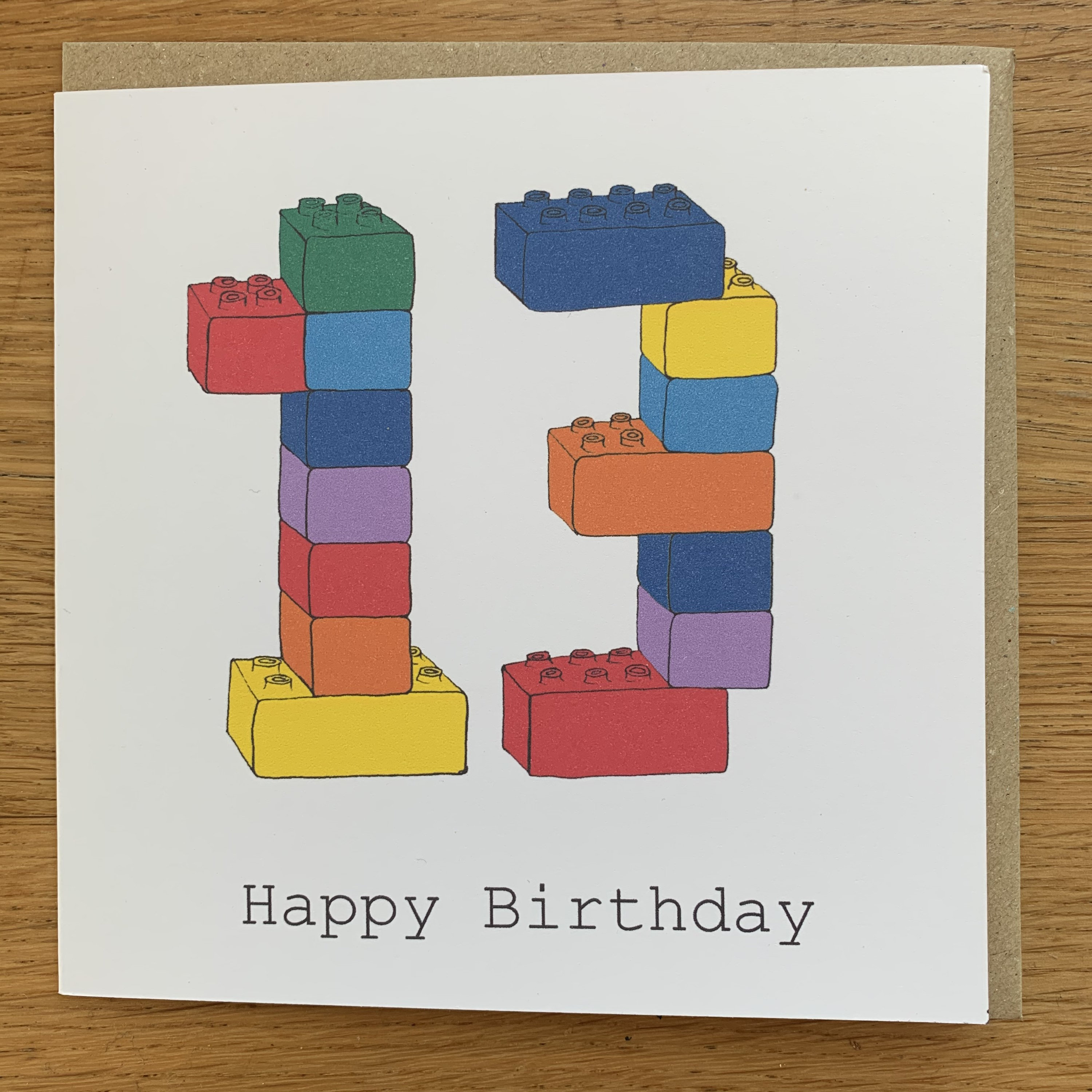 13th Birthday Card 13th 13 Card Thirteen Card. Blocks - Etsy