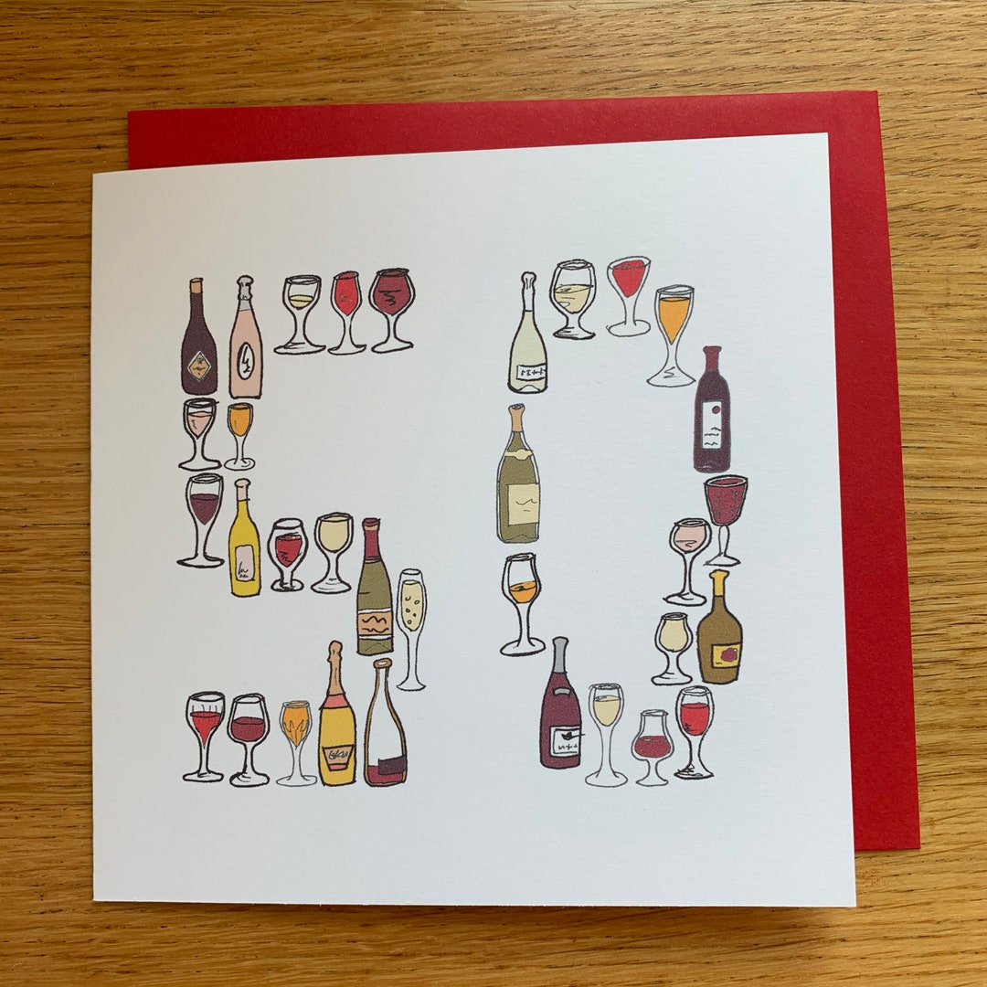 50th Birthday Card/ 50 Card, 50, 50th, Wine, Wine Card, - Etsy