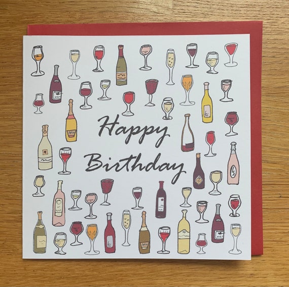 Wine Birthday Card/ Happy Birthday Card/ Wine/ for Him / for | Etsy
