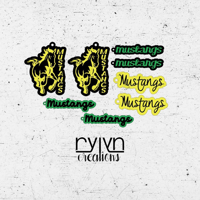 Mustangs Mascot Earrings- Set of 4 Digital File! - Etsy