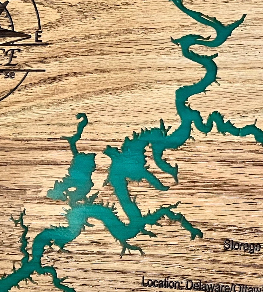 Lake of the Ozarks - Solid Oak Lake Map - Etsy