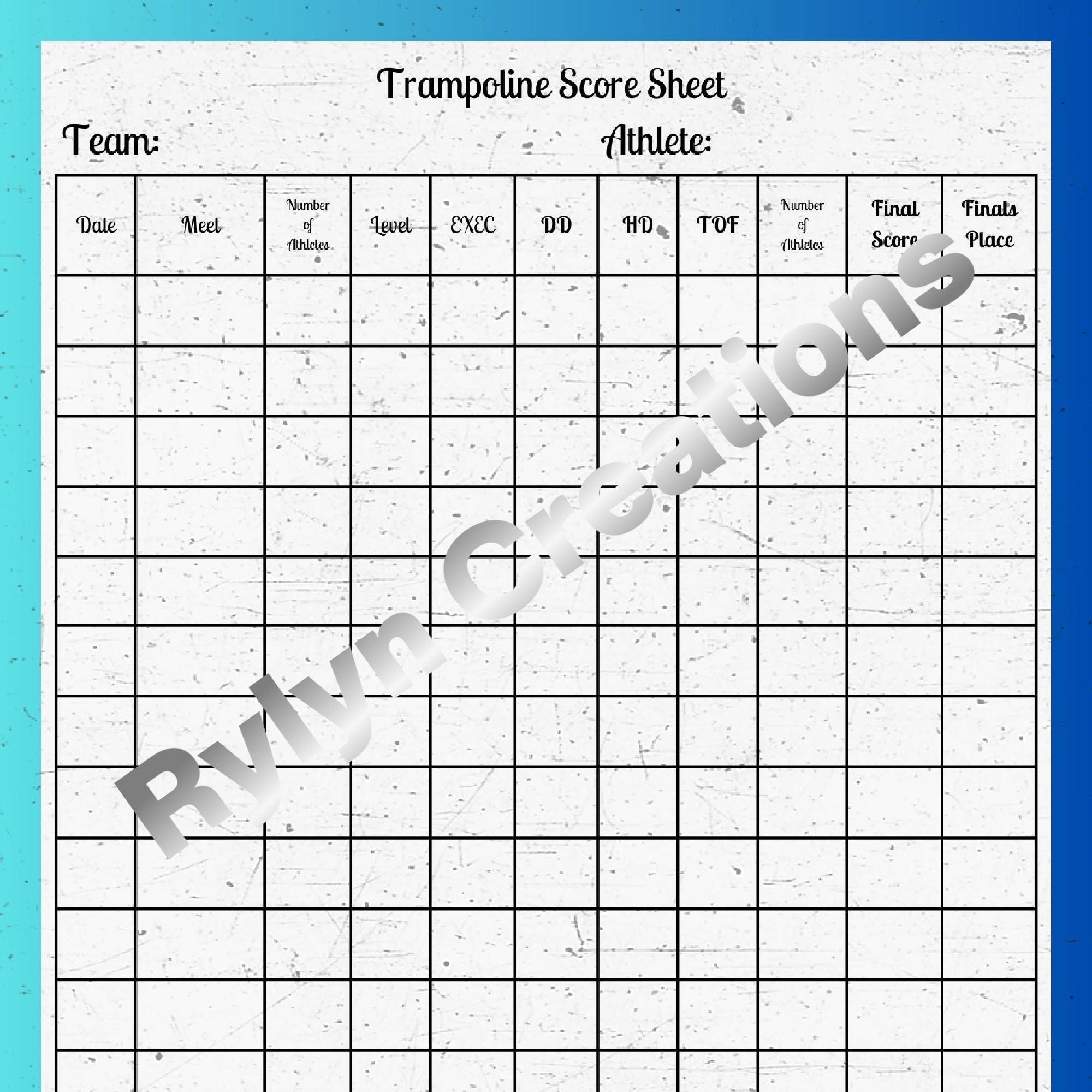 Trampoline Score Card - Digital File!! - Etsy