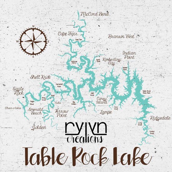Mapa Imprimible Del Lago Table Rock Modern Meet Table: Light Top,