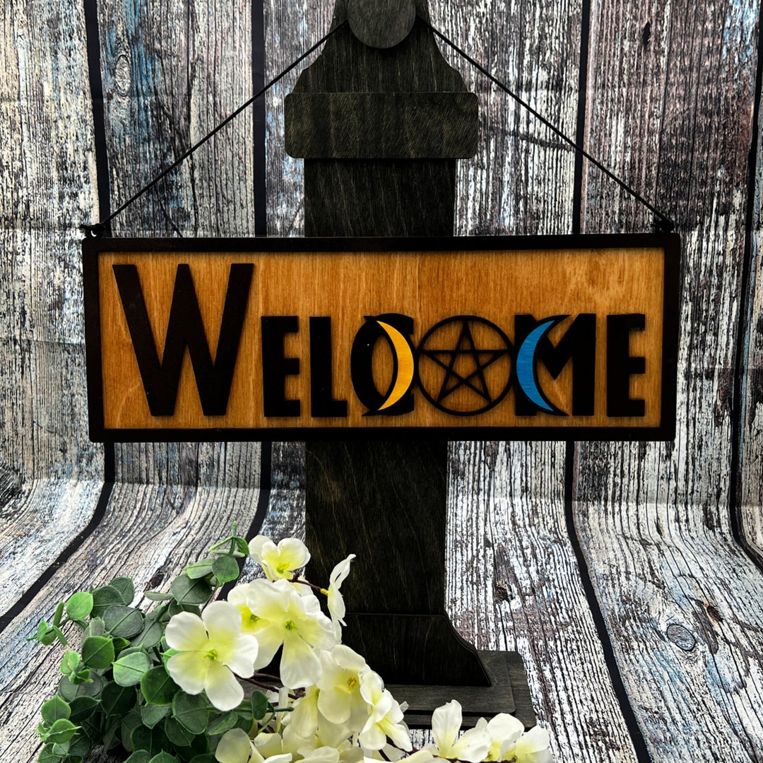 Welcome Triple Moon Hanging Sign - Etsy