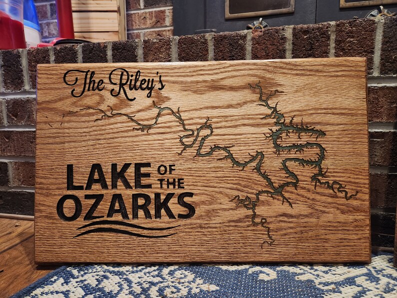 Lake of the Ozarks - Solid Oak Lake Map - Etsy
