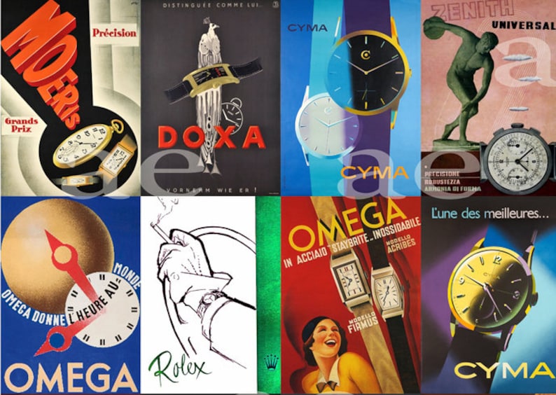 Iconic Watches Poster / Vintage Advertisement Posters From 1930s-60s ...