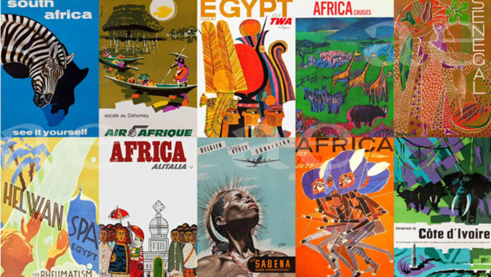 Africa Travel Posters / Africa Wall Art / Mid Century Modern / Colorful ...