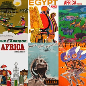 Africa Travel Posters / Africa Wall Art / Mid Century Modern / Colorful ...