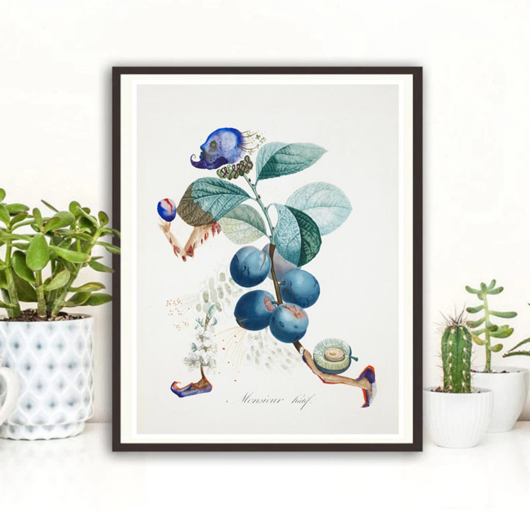 Salvador Dali Plum Fruit / Dali Fruit Watercolor / the Running Plum Man ...