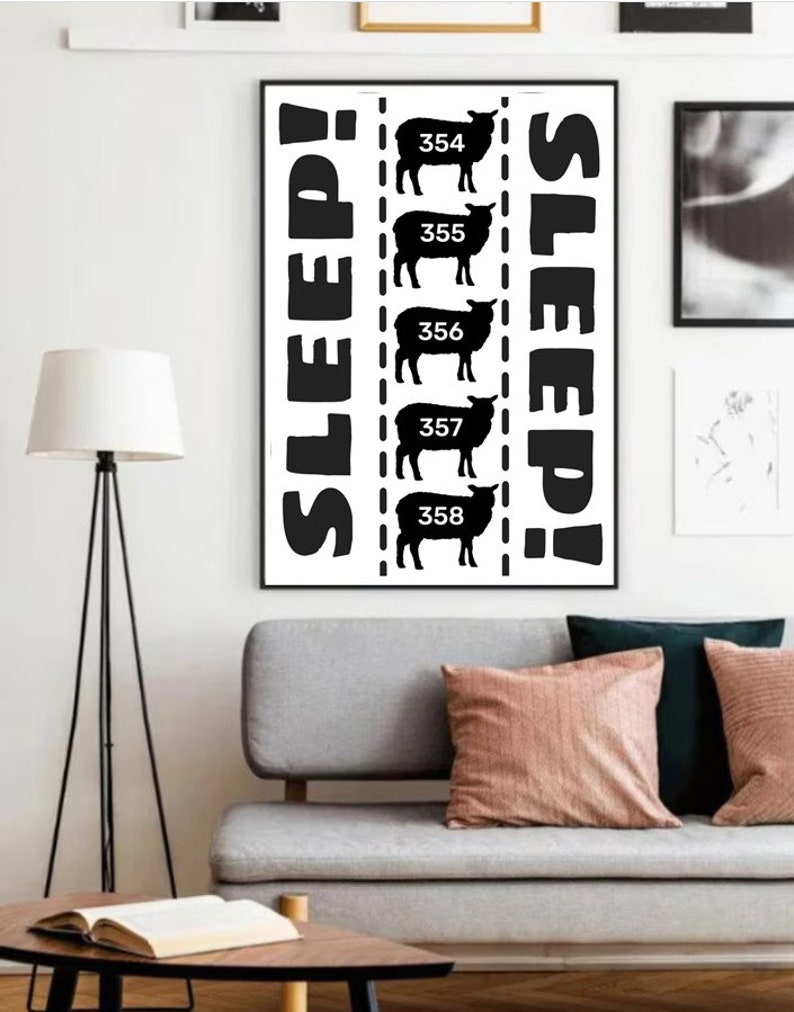 Bedroom Poster, Sleep, Funny Minimalist Poster, Counting Sheep, Bedroom ...