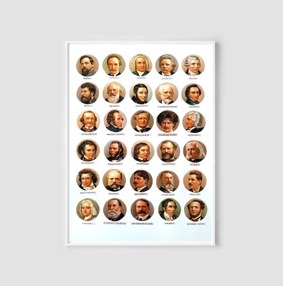Classical Composers Portraits Poster / Circle Collage /classical Music ...