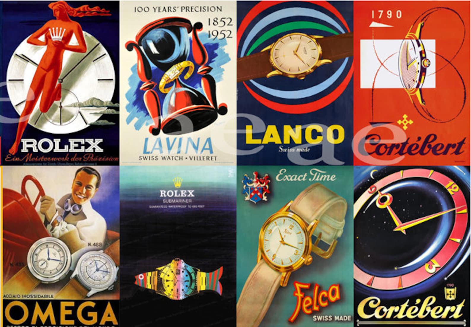 Iconic Watches Poster / Vintage Advertisement Posters From 1930s-60s ...