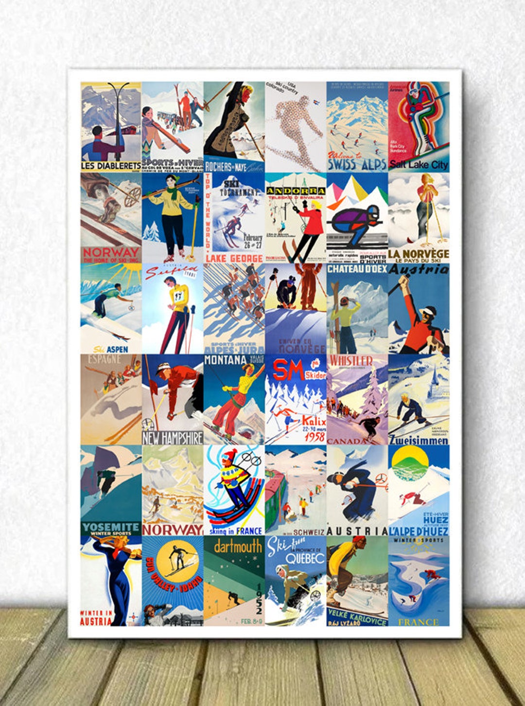 Vintage Ski Posters / Winter Wall Decor / Winter Sport / Skiing Print ...