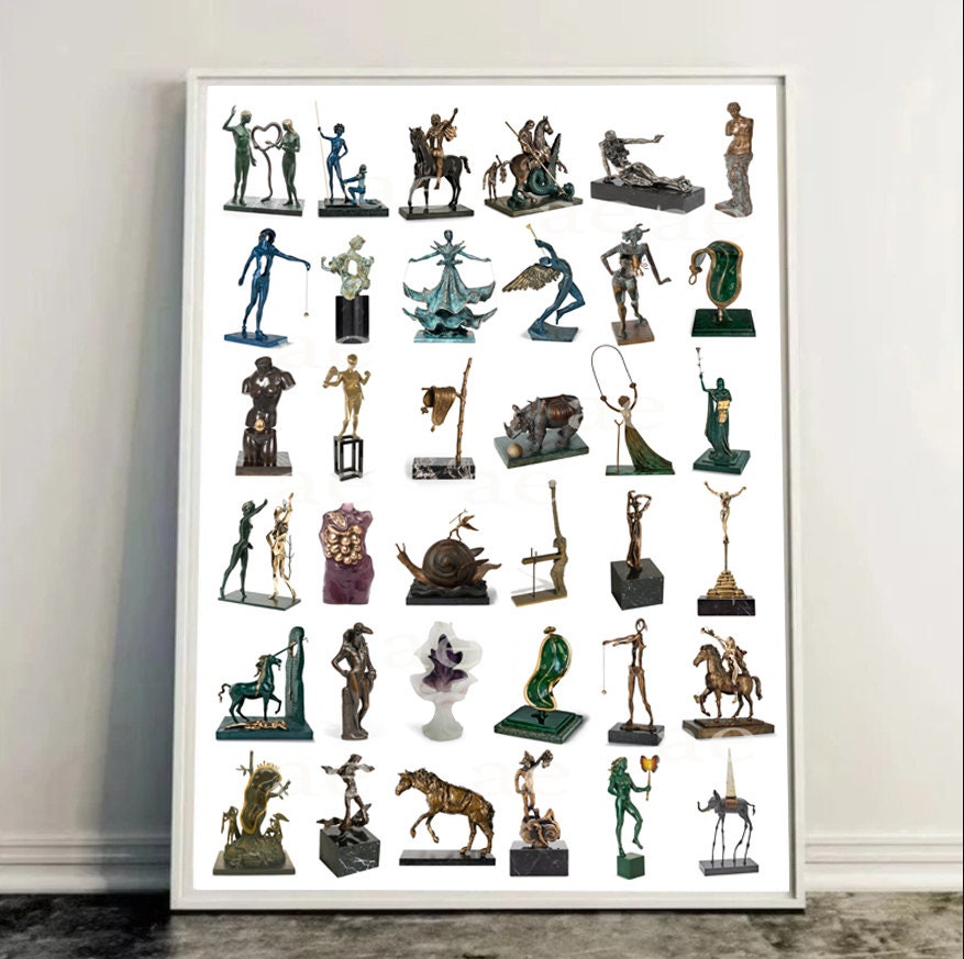 Salvador Dali Sculptures Art Print: Surrealist Symbol Collection - Etsy