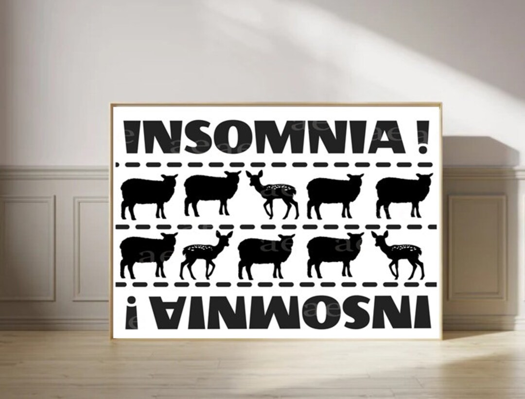 Insomnia Poster / Funny Minimalist Poster / Counting Sheep / Bedroom ...